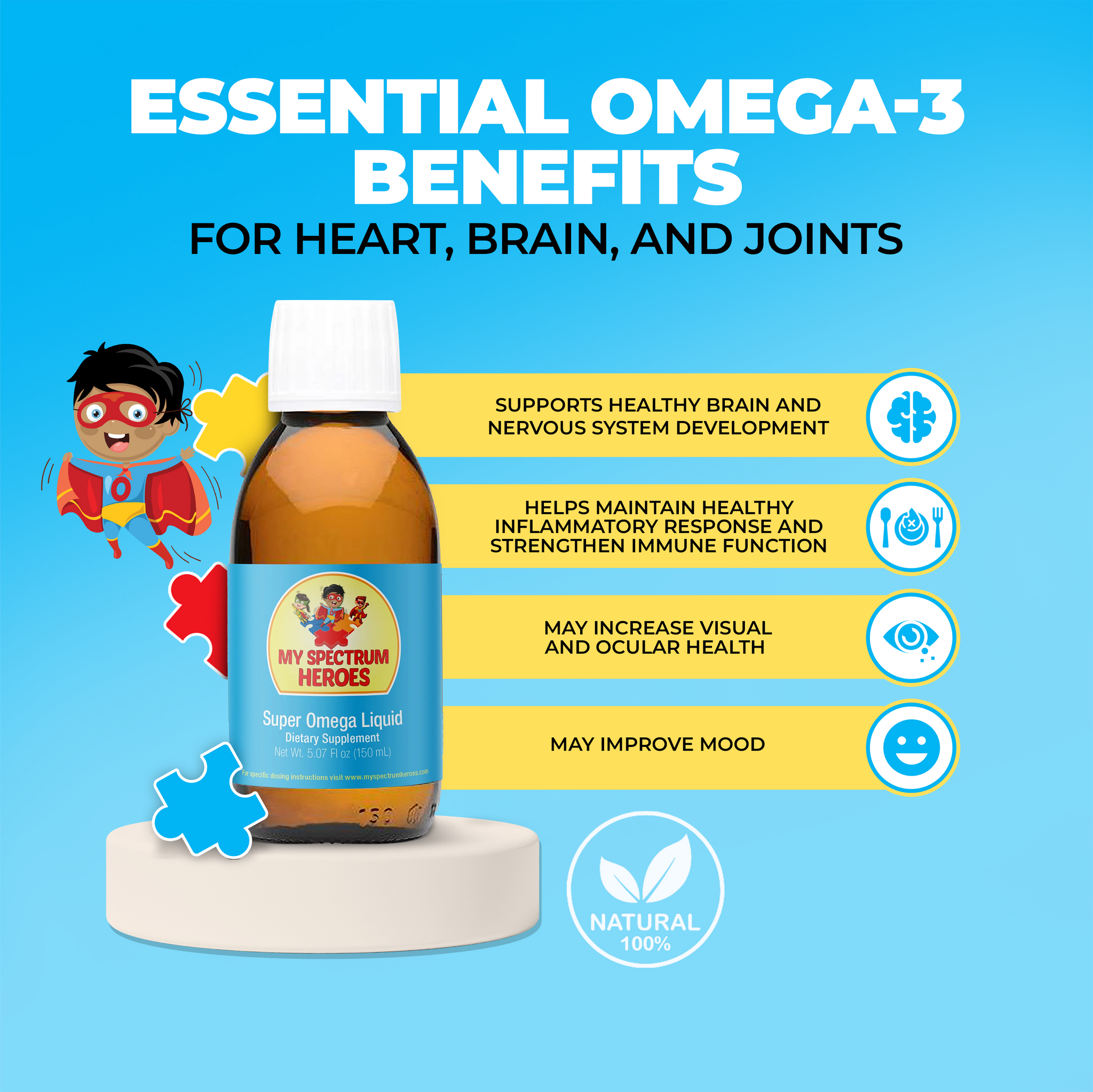 Super Omega Liquid Dietary Supplement for Children with Autism & ADHD ...